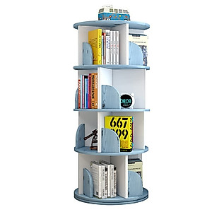 Kitchen Sinks Rotating Bookcase 360° Shelf Flooring Picture Book Shelves Multi-Level Book Organiser Book Organisers (Color : Blue, Size : 46 * 129cm)