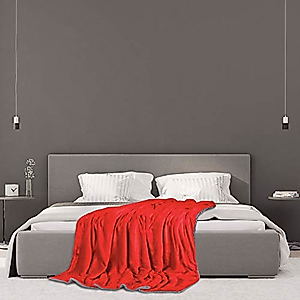 Glamvie Home Soft Reversible Sherpa Twin Size Blanket- Warm, Ultra-Plush, Dual-Sided Sherpa and Fleece Cover for Full or Twin Bed or Couch- Fluffy, Luxurious Faux-Sheepskin (60” x 80”) (Red)