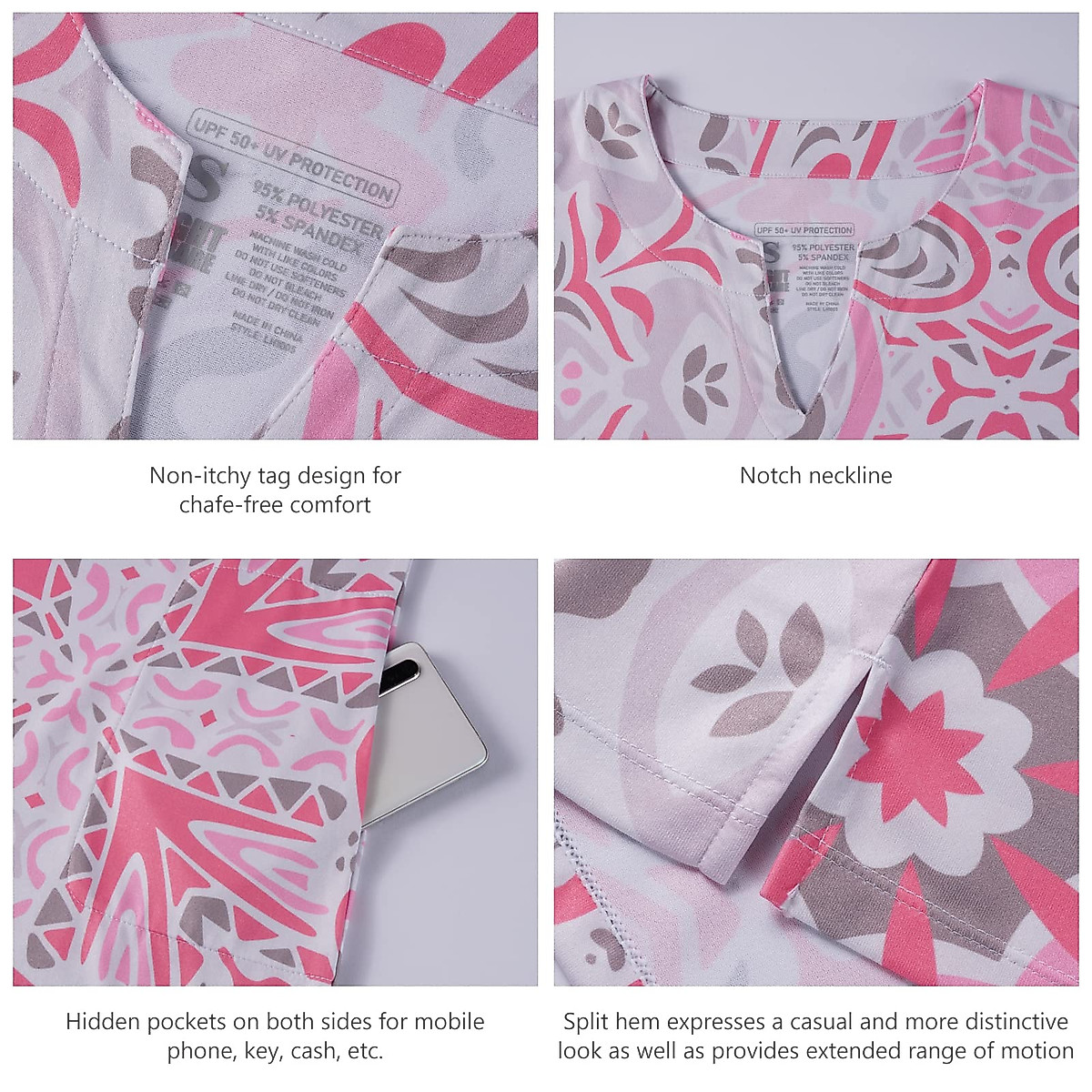 Lightbare Women’s 3/4 Sleeve Dress with Pockets UPF 50+ Casual Sun Dress Breathable Quick Dry for Beach Hiking Outdoors Party