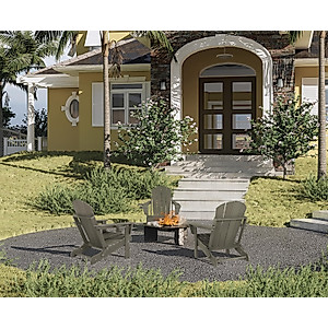 ABCPATIO Folding Plastic Adirondack Chair - Outdoor Weather Resistant Adirondack Chairs with Cup Holder, Stackable Seating for Patio, Porch, Deck, Pool, Garden, Backyard (Seat Width 21.6", Dark Brown)