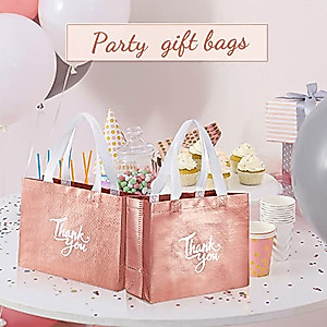 36 Pcs Rose Gold Gift Bags Bridesmaid Gift Bag Bachelorette Bags Gift Wrap Bags Non Woven Reusable Shiny Small Thank You Gift Bags, Tote Bags Bulk for Christmas Birthday Holiday 9.7 x 4 x 8 Inch