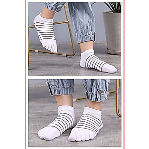 JJLEAF Toe Socks, 5 Pairs Women's Toe Socks for Running Cotton Five Finger Socks Athletic Walking
