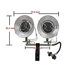 PRI Portable 30,000 BTU Outdoor Propane Tank Top Infrared Heater Double Burner Safety Shut-Off Valve & Tip-Over Switch (Propane Cylinder not Included) (TTH30)