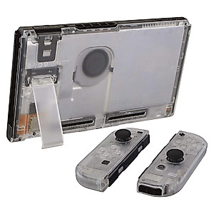 eXtremeRate DIY Replacement Shell Buttons for Nintendo Switch, Back Plate for Switch Console, Housing with Full Set Buttons for Joycon Handheld Controller - Transparent Clear [No Electronics Parts]