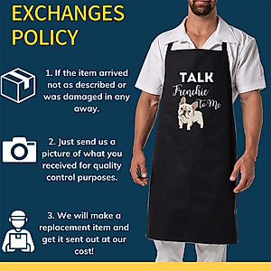xPuffer Dog Apron - Funny Frenchie talk To Me Dog Dad Cute French Bulldog Cooking Aprons Kitchen Decor, Black, One Size Fits All, Black Apron