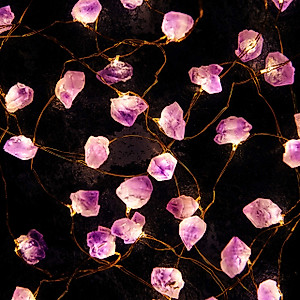 Nature Amethyst Crystal String Lights for Bedroom 10FT 40LEDs USB/Battery Operated Grape Crystal Light Pure Purple Fairy Lights Plug in for Natural Life Cute String Lights for Office