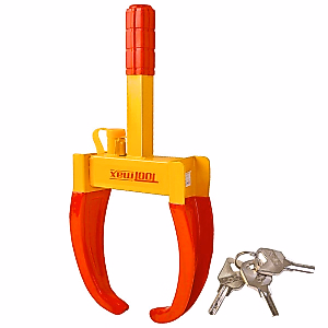 Goplus Heavy Duty Trailer Lock Wheel Clamp, Adjustable Anti-Theft Tire Lock Boot for Car Truck RV Boat Trailer Automotive Golf Carts w/Three Keys