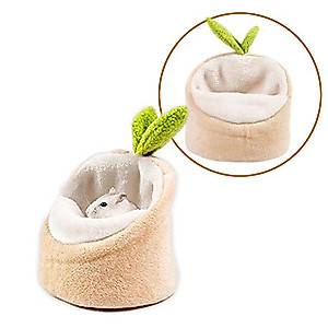 PAPIEEED Soft Small Pet Bed, Hamster Nest Pouch Cute Mouse House Hammock Sugar Glider Hideout Cage Accessories, Bedding for Gerbil Degu Golden Bear Hedgehog