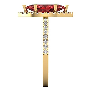 Clara Pucci 2.38 ct Marquise Cut Solitaire Halo Natural Red Garnet Engagement Promise Anniversary Bridal Ring 18K Yellow Gold 8.25