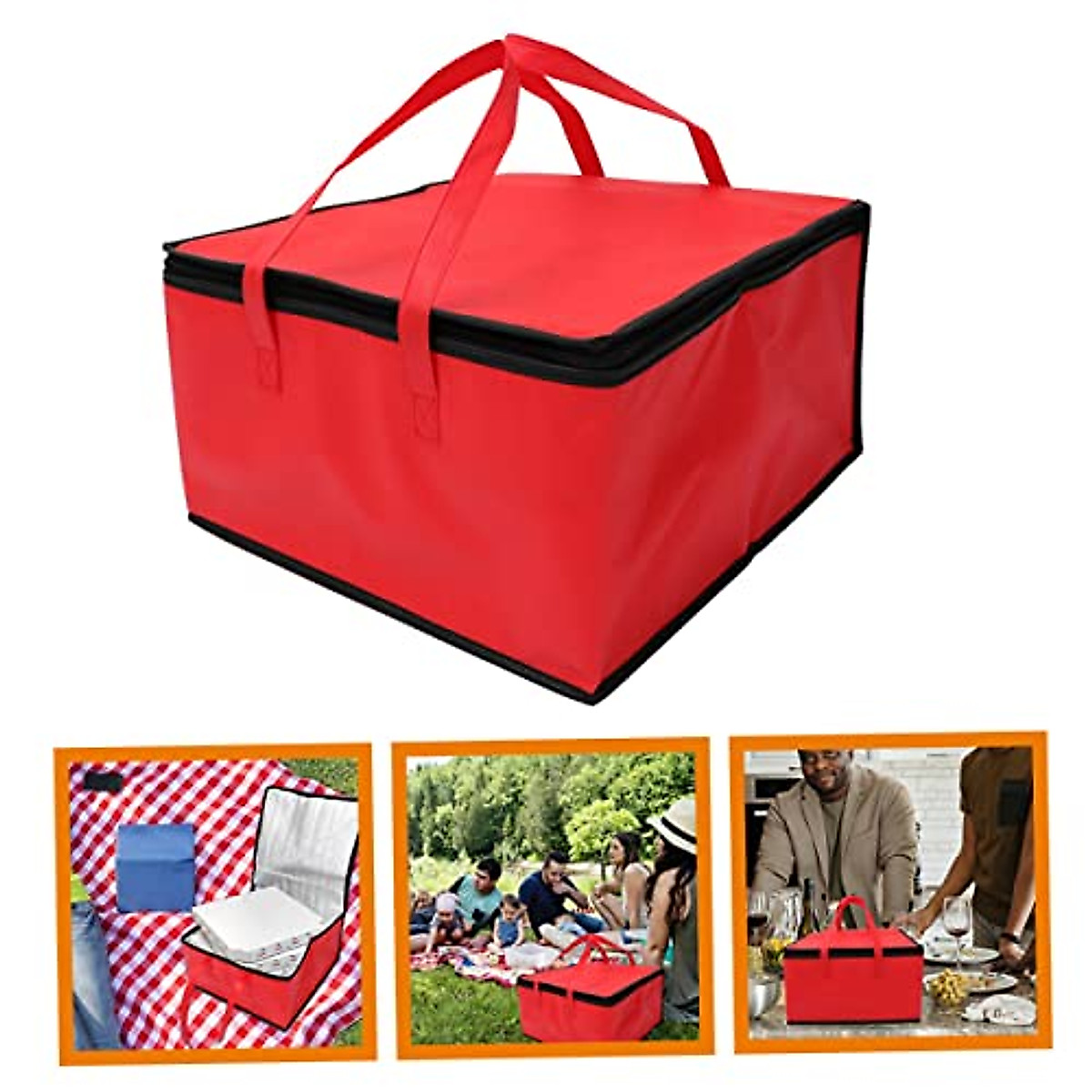 EXQUIMEUBLE Insulation Bags Thermal Lunch Bag Food Transport Bag Car Insulated Bag Cake Decorations Food Decor Pizza Warmer Bags Insulated Delivery Bags for Hot Food Insulated Delivery Bag Red