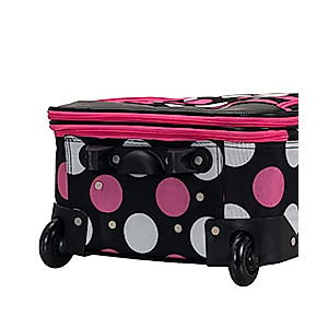 Rockland Escape 4-Piece Softside Upright Luggage Set, Telescoping Handles, Multi/Pink Dot, (14/19/24/28)