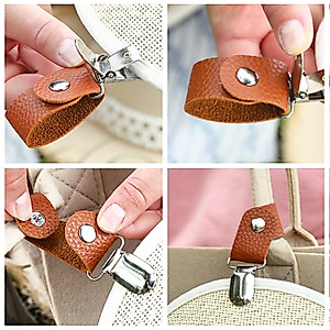 2 Pack Leather Hat Clip for Travel,Hat Holder,Hands Free Bag Accessory for Women,Travel Hat Clip for Sunhat,Bag,Luggage,Backpack,Purse (White)