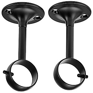 Amazon Basics Curtain Rod Ceiling-Mount Bracket, Set of 2, Black, 4-Pack