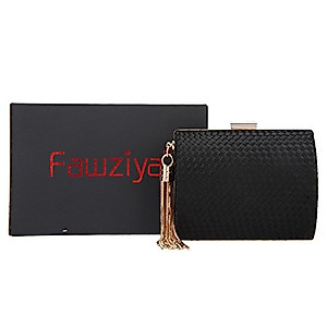 Fawziya Clutches Mini Tassel Weave Evening Clutches For Women Dress Handbags-Black