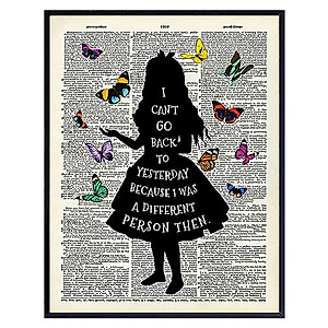Alice in Wonderland Quote Art 11x14 - Funny Sayings Wall Decor - Alice in Wonderland Decor - Trendy Room Decor - Womens Bedroom Decor - Office Decoration - Inspirational Quotes - Lewis Carroll