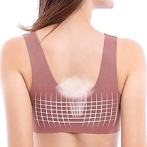 JFLYOU Women Bras,Ladies Adjustable Sports Front Closure Extra-Elastic Breathable Lace Trim Bra(Pink,85C)