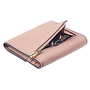Travelambo RFID Blocking Small Mini Compact Wallet Coin Pouch Holder Trifold Credit Card Holder Pocket Purse for Women