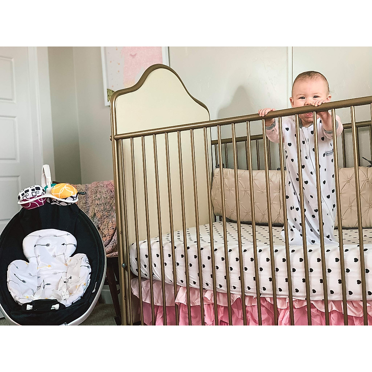 Infant Insert Compatible with 4Moms Mamaroo & Rockaroo – Car Seat Insert 2 Pack – Reversible Infant Car Seat Insert – Rockaroo & Mamaroo Newborn Insert – Soft Plush Minky Car Seat Head Support Insert