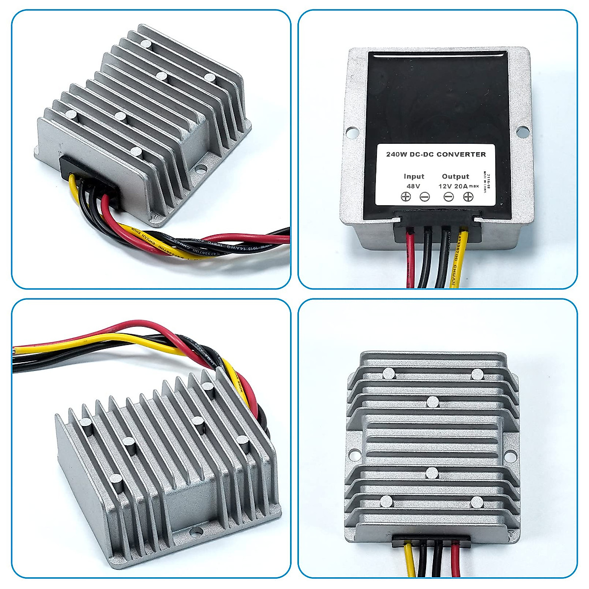 48V Step Down to DC 12V 20A 240W DC/DC Converter Regulator Buck Reducer Waterproof for Golf Cart Club Car LED Strip Light