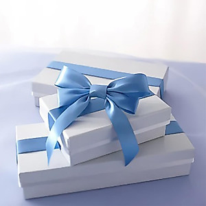 Sewhick 1 Inch x 50 Yards Solid Satin Ribbon Single Face Fabric Ribbons for Gift Wrapping Crafting Bows Bouquet Wedding Invitation Floral Arrangement Baby Shower, Light Blue