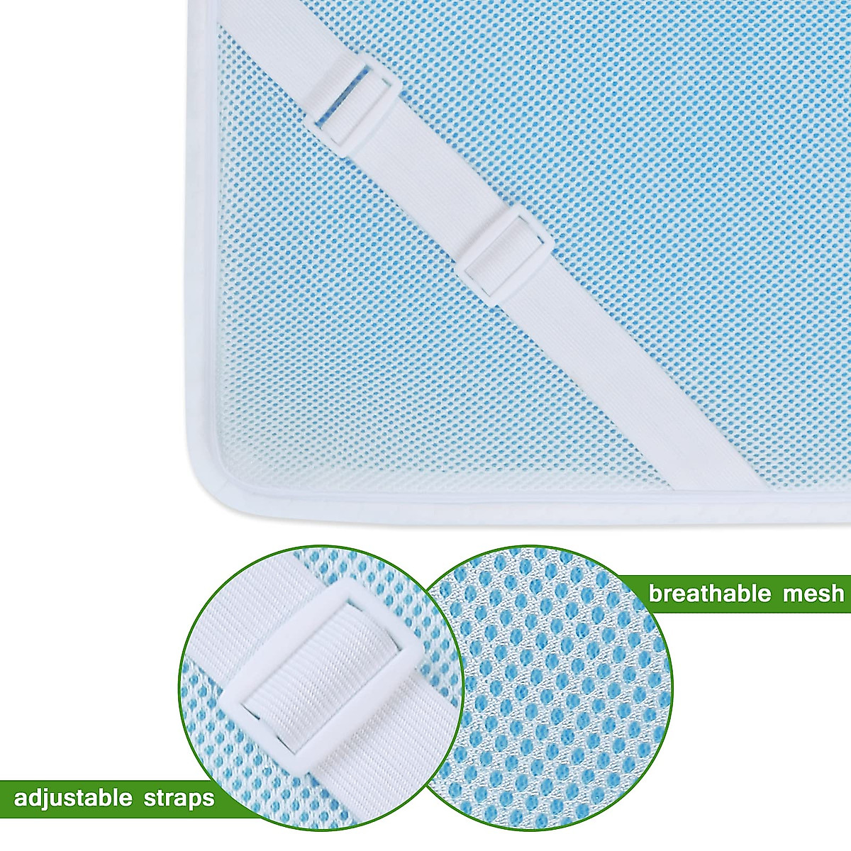 3 Inch Mattress Topper Cover Full Cooling Bamboo Rayon Zippered Cover with Adjustable Straps for Latex Memory Foam Mattress Topper