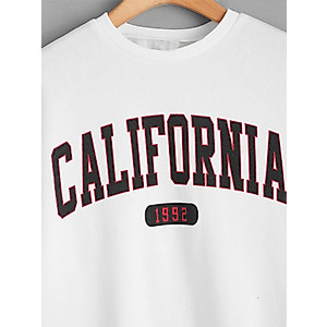 SOLY HUX Girl's Cute Graphic Sweatshirt Letter Print Long Sleeve Crewneck Pullover Tops White 14Y