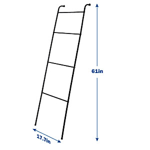 2 Pack Blanket Ladder Decorative Towel Rack Holder for Bathroom, Wall Leaning Metal Drying Quilt Stand for Living Room Bedroom Farmhouse Home Decor, for Women Mom Mother Her Wife - Black