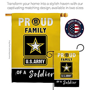 Breeze Decor Proud Family Soldier Garden Flag Armed Forces United State American Military Veteran Retire Official House Decoration Banner Small Yard Gift Double-Sided, Made in USA, Yellow/Black