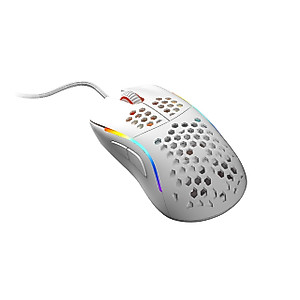 HK Gaming NAOS M Ultra Lightweight Honeycomb Shell Ambidextrous Wired RGB Gaming Mouse 12 000 cpi | 7 Buttons | 59 g (Naos-M, White)