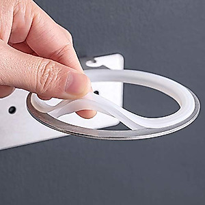 Bathroom Hair Dryer Holder Wall Mount, 3M Self-Adhesive or Drilling Stainless Steel and Rubber Padding Bathroom Organize Stand