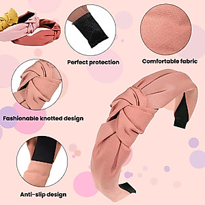 DIYDEC 7PCS Knotted Headbands for Women, Fashion Hairbands for Girls Wide Elastic Non Slip Top Knot Hair Hoops Head Bands Accessories