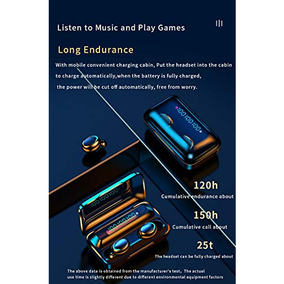 OZJONGK Bluetooth Earphone with LED Display Wireless Earphones with Mic IPX8 Waterproof TWS Bluetooth 5 0 Headsets 1200mAh Charging Case Hi FI Deep Bass Stereo Sound Touch Control