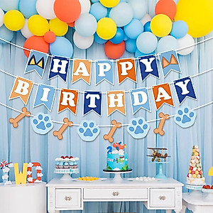 Stcomart Pre-Strung Blue Dog Happy Birthday Banner - No DIY Required, 6ft Multi-Color Letters for Kid Boy and Girl Blue Dog Happy Birthday Party Supplies