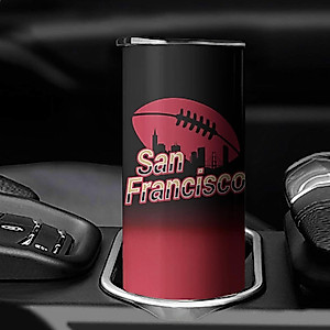 Sanfrancisco Classic Stainless Steel Tumbler with Lid and Straw, City Football Fans Gifts,20oz Football Team Skinny Travel Mug Tumbler Cup Water Botter