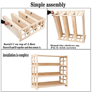 FDHUIJIA Montessori Bookshelf Toy Shelf Kids Storage Organizer for Toys Book Shelves for Kids Room Sturdy and Safe Toddler Wood Classroom Childrens Bookcases(4Tier)