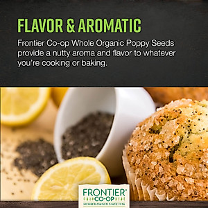 Frontier Co-op Organic Whole Poppy Seed 1lb - Bulk Bag of Poppy Seeds for Baking, Salad Dressing, Cooking, Kosher Recipes and More