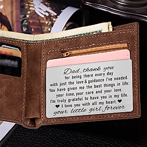 Laluminter Dad Gifts from Daughter - Thank You Dad Engraved Wallet Card Inserts - Father Fathers Day Christmas Keepsake