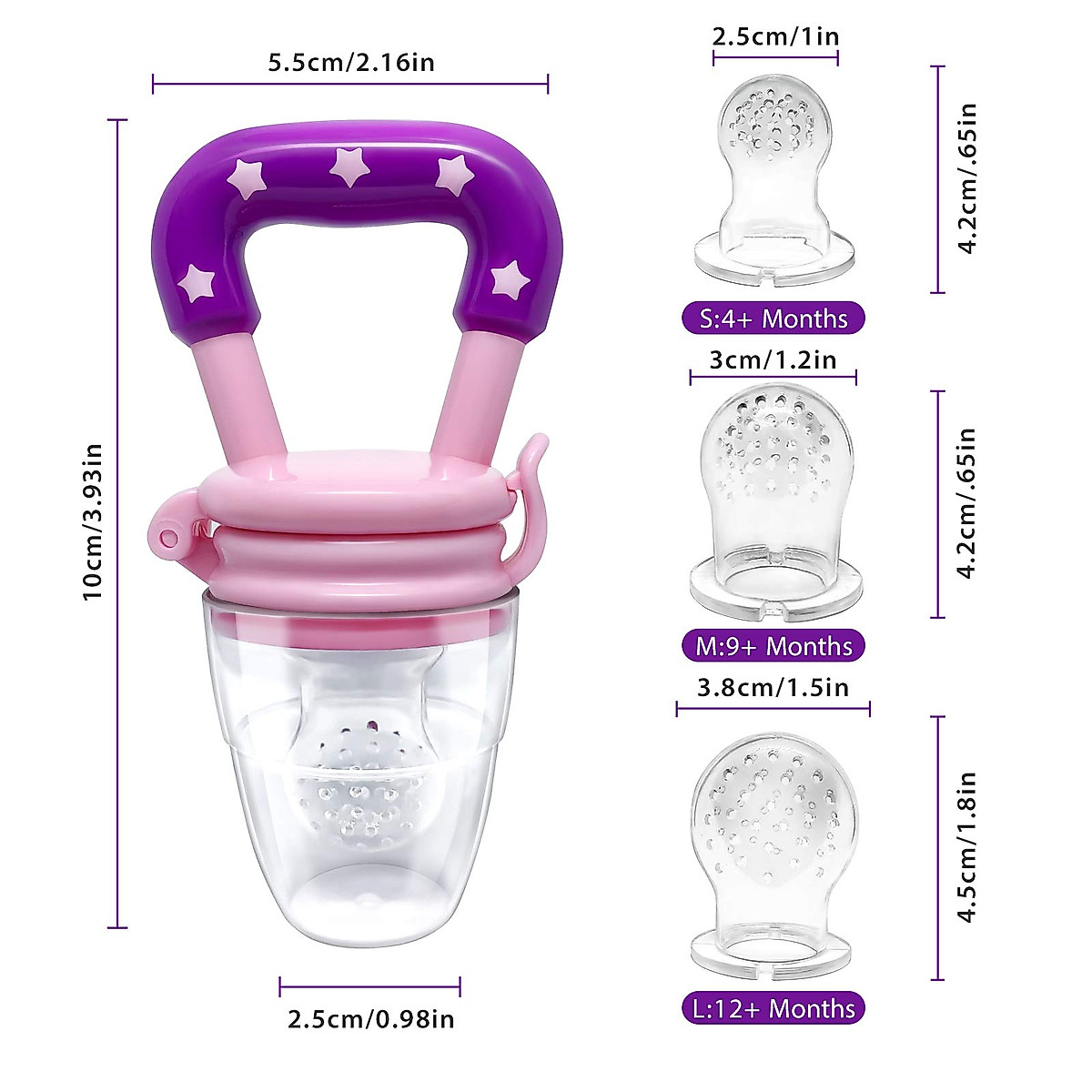 BBNJBABY Baby Fresh Fruit Food Feeder Toy Teether, Infant Fruit Teething Toy, Fresh Food Nibbler 2 Packs