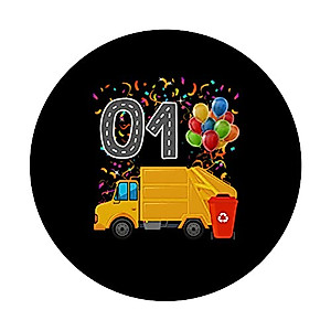 Happy O1 Birthday Rear Loader Garbage Truck PopSockets Swappable PopGrip