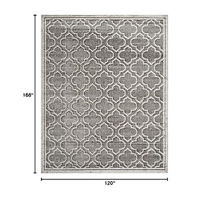 SAFAVIEH Amherst Collection Area Rug - 10' x 14', Grey & Light Grey, Moroccan Geometric Design, Non-Shedding & Easy Care, Ideal for High Traffic Areas in Living Room, Bedroom (AMT412C)