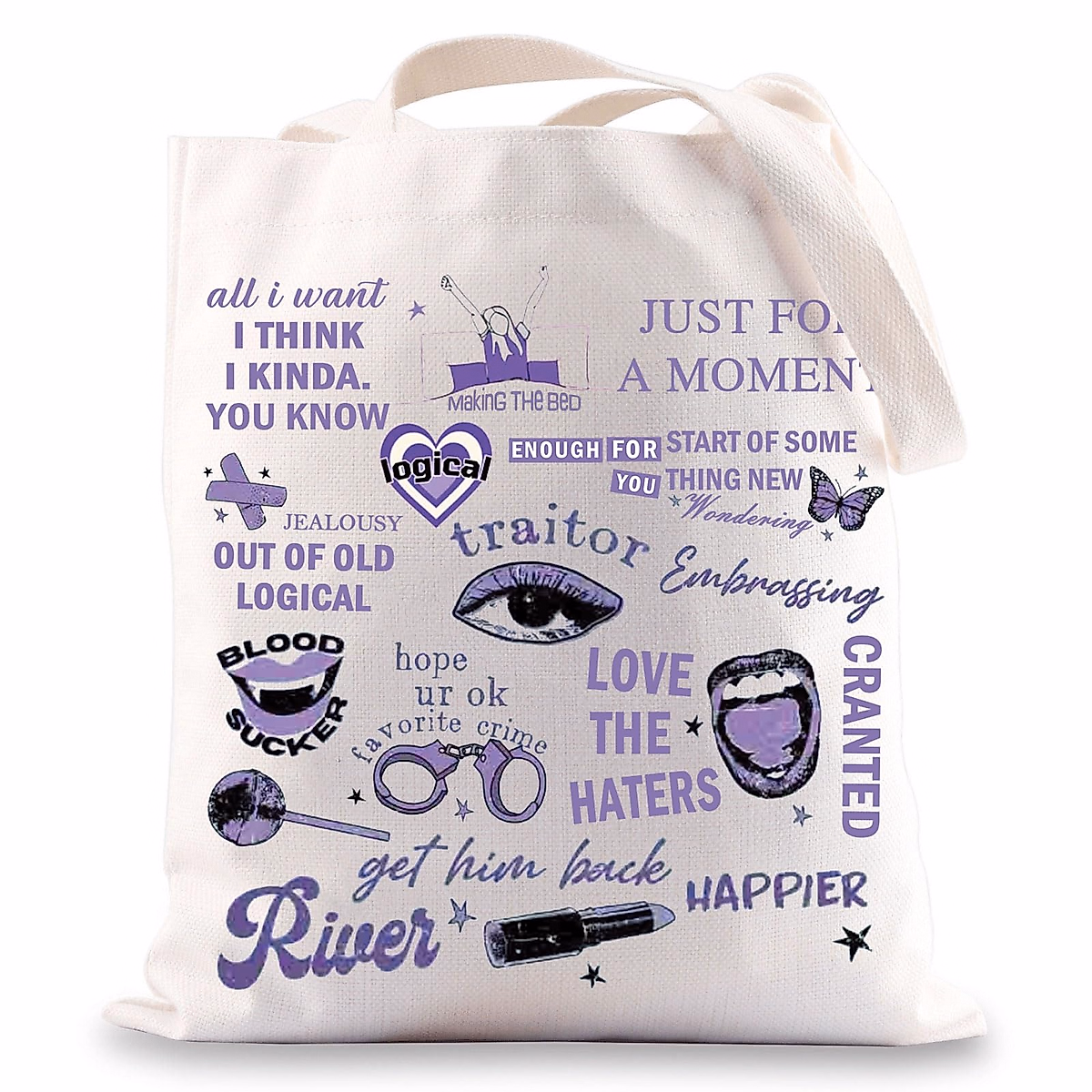 G2TUP Singer Album Aesthetic Tote Bag Vampire Fans Reusable Shopping Bag Purple Butterfly Concert Bag (Just For Tote Bag)