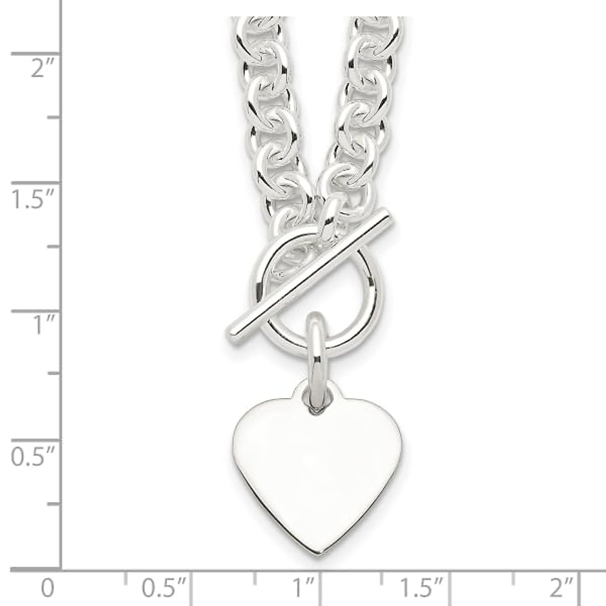 IceCarats 925 Sterling Silver Engraveable Heart Love Disc Link Necklace 18 inch Chain Toggle Clasp