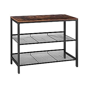 HOOBRO Console Table, Sofa Table with 2 Flat or Slant Adjustable Mesh Shelves, Hallway Table and Sideboard in Entryway, Living Room Corridor, Easy Assembly, Industrial, Rustic Brown and Black BF01XG01