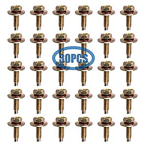 OAUTOO 30PCS 1/4”-20 x 7/8” Hex Head Body Bolt with Free Spinning Washer for 57030-S36 Ford