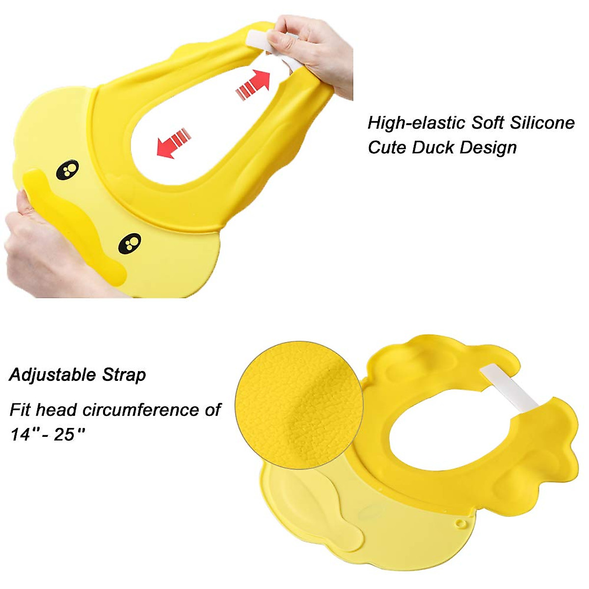 Baby Shower Cap Adjustable Silicone Shampoo Bath Cap Shower Hat Visor Cap Protect Eye Ear for Infants Toddlers Kids Children (Yellow)
