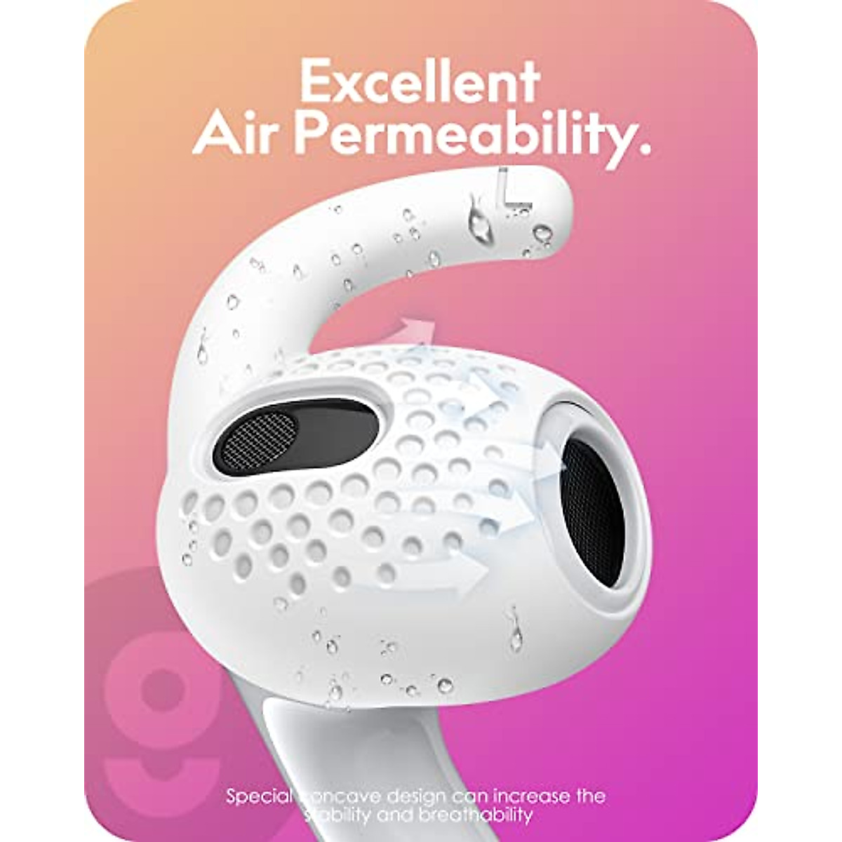 Gcioii - Upgraded Ear Hooks Covers for AirPods 3 [Added Storage Pouch] Sport Anti Slip Ear Tips Wings, Grip Tips Accessories Compatible with Apple AirPods 3rd Generation (White,3 Pairs)