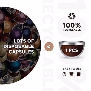 Reusable Vertuo Next Coffee Pods Holder Stainless Steel Refillable Filters Only Compatible with Nespresso VERTUO NEXT 8OZ - 3.0 Genaration