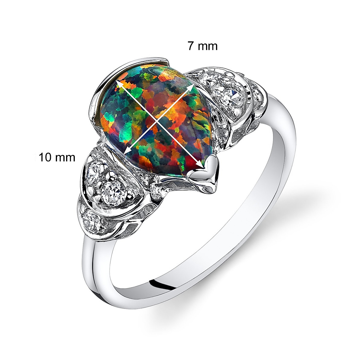 Created Black Opal Bellezza Ring Sterling Silver 1.00 Carat Size 6