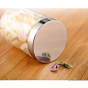 Lawei 6 Pack 27 Oz Clear Glass Jars with Stainless Steel Lids - Glass Food Canister Set Food Storage Jars for Cookie Rice Beans Pasta Snacks