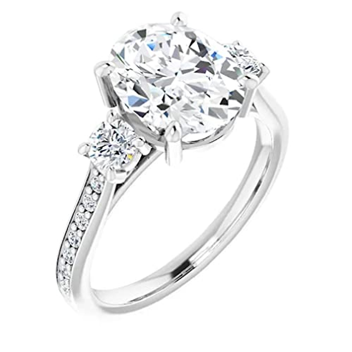 4 CT Oval Cut VVS1 Colorless Moissanite Engagement Ring Set, Wedding/Bridal Ring Set, Sterling Silver Vintage Antique Anniversary Classic Ring Sets Gift for Woman (4)